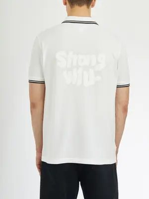 Comme Des Garçons X Fred Perry Text-printed Polo Shirt - White