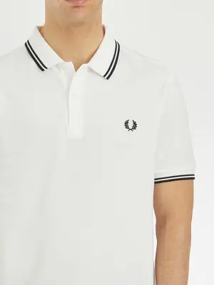 Comme Des Garçons X Fred Perry Text-printed Polo Shirt - White