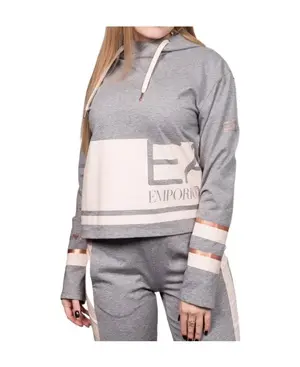 EA7 Logo Color Hooded Sweater - Gray