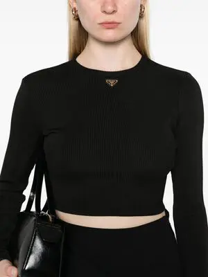 Prada Long-sleeved Cropped Top