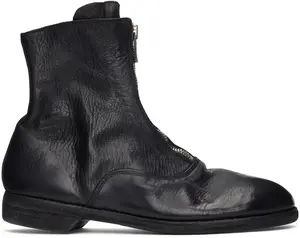 Guidi Leather Zip-front Ankle Boots - Black