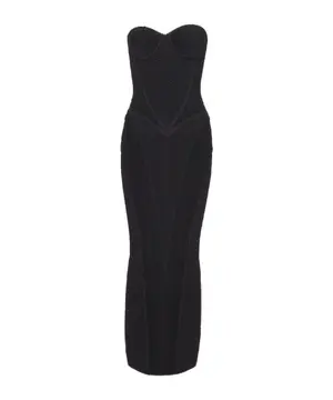 Balmain Long Strapless Knit Dress