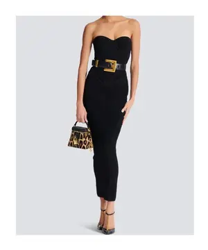 Balmain Long Strapless Knit Dress