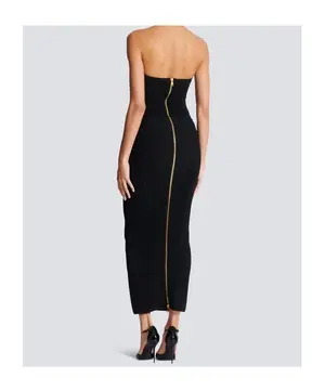 Balmain Long Strapless Knit Dress