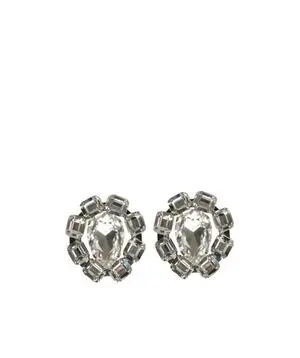 Alessandra Rich Crystal Embellished Clip-on Earrings - Gray