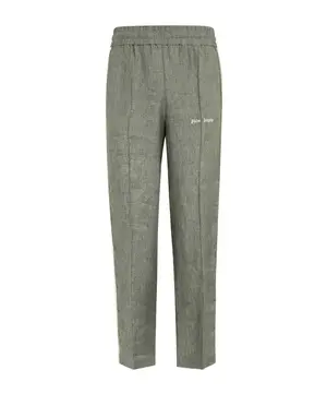Palm Angels Logo Embroidered Side Stripe Detailed Track Pants - Gray