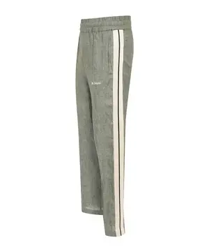 Palm Angels Logo Embroidered Side Stripe Detailed Track Pants - Gray