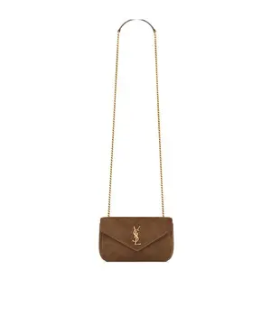 Saint Laurent Loulou Logo Plaque Mini Shoulder Bag - Brown