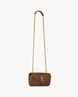 Saint Laurent Loulou Logo Plaque Mini Shoulder Bag - Brown
