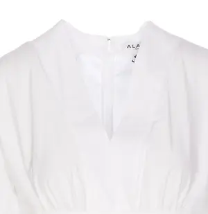Alaïa A-line Pleated Dress With V-neck And Short Sleeves - No