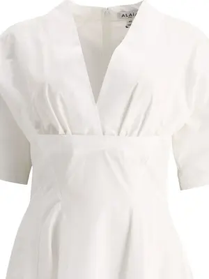 Alaïa A-line Pleated Dress With V-neck And Short Sleeves