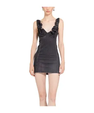 Y/project Sleeveless Ruffled Denim Dress