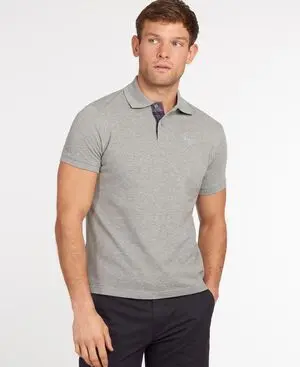 Barbour Logo Embroidered Short-sleeved Polo Shirt - Gray