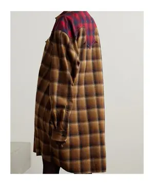 MAISON MARGIELA Checked Wool-flannel Mini Shirt Dress