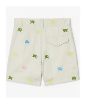 Burberry Embroidered Equestrian Knight Cotton Twill Shorts
