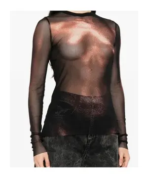 JEAN PAUL GAULTIER Mesh Printed Long Sleeve T-shirt - Black