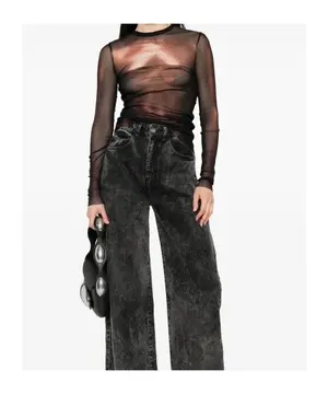 JEAN PAUL GAULTIER Mesh Printed Long Sleeve T-shirt - Black
