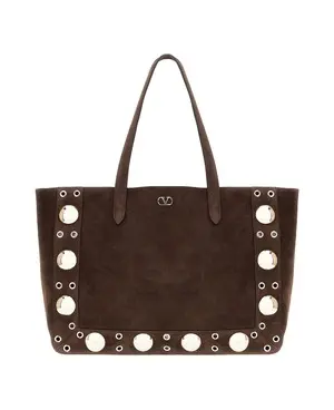 Valentino Garavani Eyelet Detailed Tote Bag - Black