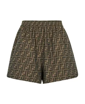 Fendi Ff Jacquard Elasticated Waistband Shorts - Brown