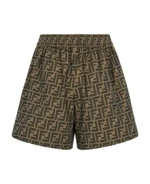 Fendi Ff Jacquard Elasticated Waistband Shorts - Brown