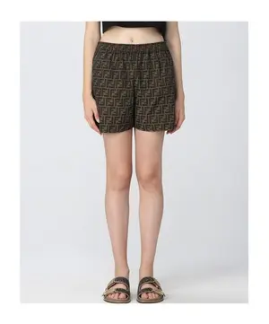Fendi Ff Jacquard Elasticated Waistband Shorts - Brown