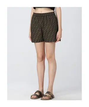 Fendi Ff Jacquard Elasticated Waistband Shorts - Brown