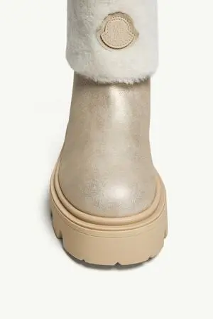 Moncler Aurea Shearling Cuff Boots - Silver