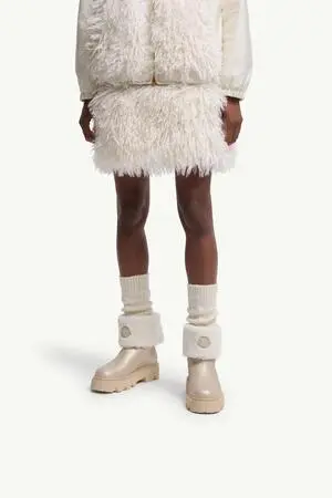 Moncler Aurea Shearling Cuff Boots - Silver