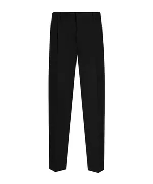 Dolce & Gabbana Logo Tag Pleated Trousers - Black