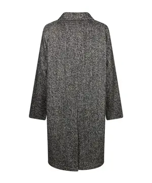 Tagliatore Herringbone Long-sleeved Coat - Black