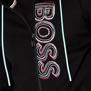 Hugo Boss Logo Embroidered Zip-up Hooded Coat