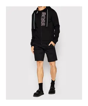 Hugo Boss Logo Embroidered Zip-up Hooded Coat