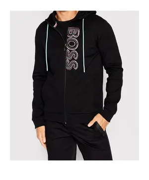 Hugo Boss Logo Embroidered Zip-up Hooded Coat