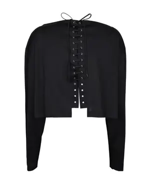 Prada Cropped Lace-up T-shirt