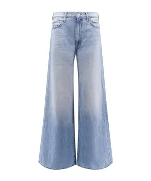 MOTHER Logo Patch Wide Leg Jeans - Blue