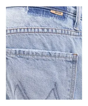 MOTHER Logo Patch Wide Leg Jeans - Blue
