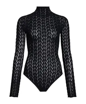 Alaïa High Neck Stretch Lace Bodysuit