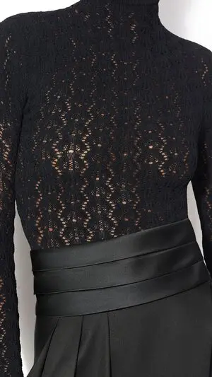 Alaïa High Neck Stretch Lace Bodysuit