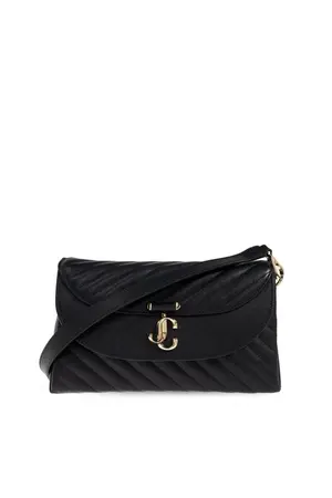 JIMMY CHOO Quilted Top Handle Bag With Logo Embellishment - Black