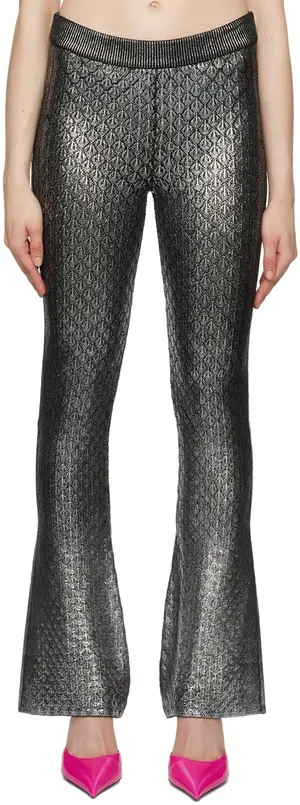 Rabanne All-over Monogram Flared Trousers - Black