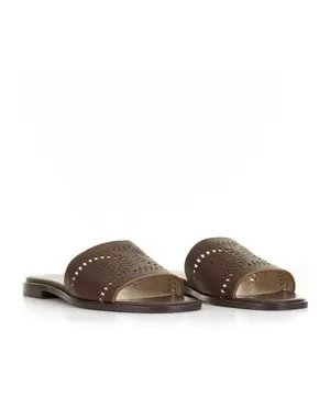 TOD'S Laser-cut Open-toe Flat Sandals - Brown