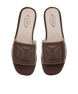 TOD'S Laser-cut Open-toe Flat Sandals - Brown
