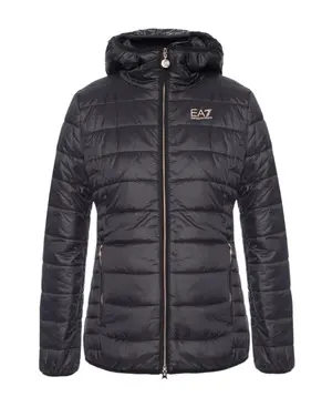 EA7 Quilted Hooded Jacket With Graphic Print
