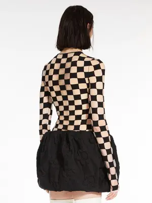 Sportmax Checkerboard-print Sheer Long-sleeve Top