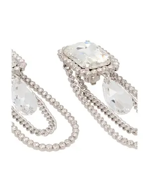 Alessandra Rich Crystal Embellished Drop Chain Earrings