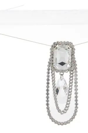 Alessandra Rich Crystal Embellished Drop Chain Earrings
