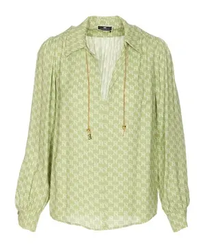 Elisabetta Franchi Allover Logo Printed Chain-link Blouse
