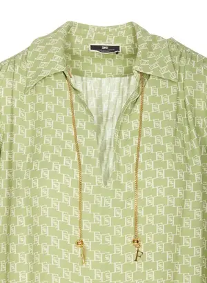 Elisabetta Franchi Allover Logo Printed Chain-link Blouse