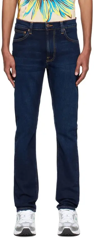 Nudie Jeans Slim Fit Dark Wash Denim Jeans - Black