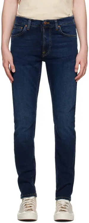 Nudie Jeans Slim Fit Dark Wash Denim Jeans - Black